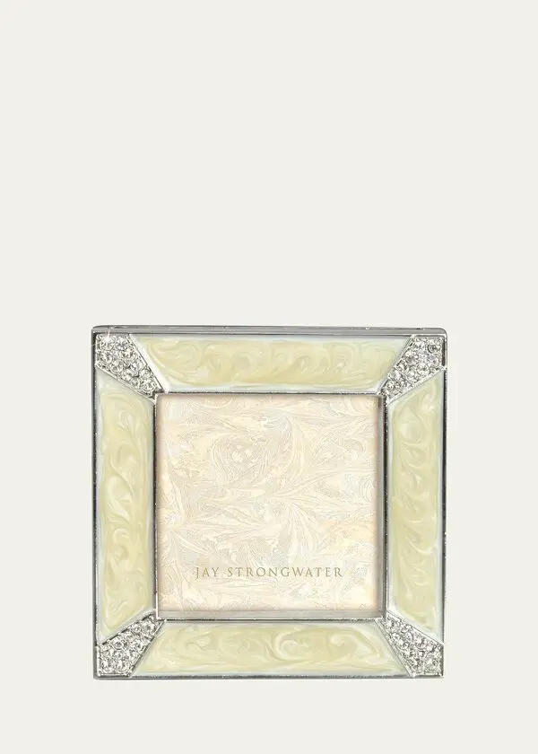JAY STRONGWATER Leland Pave Corner 2" Square Picture Frame Crystal